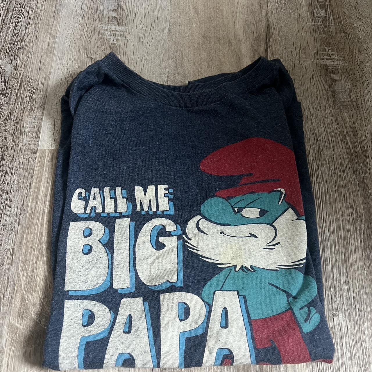 vintage smurfs “call me big papa” t-shirt xl good... - Depop
