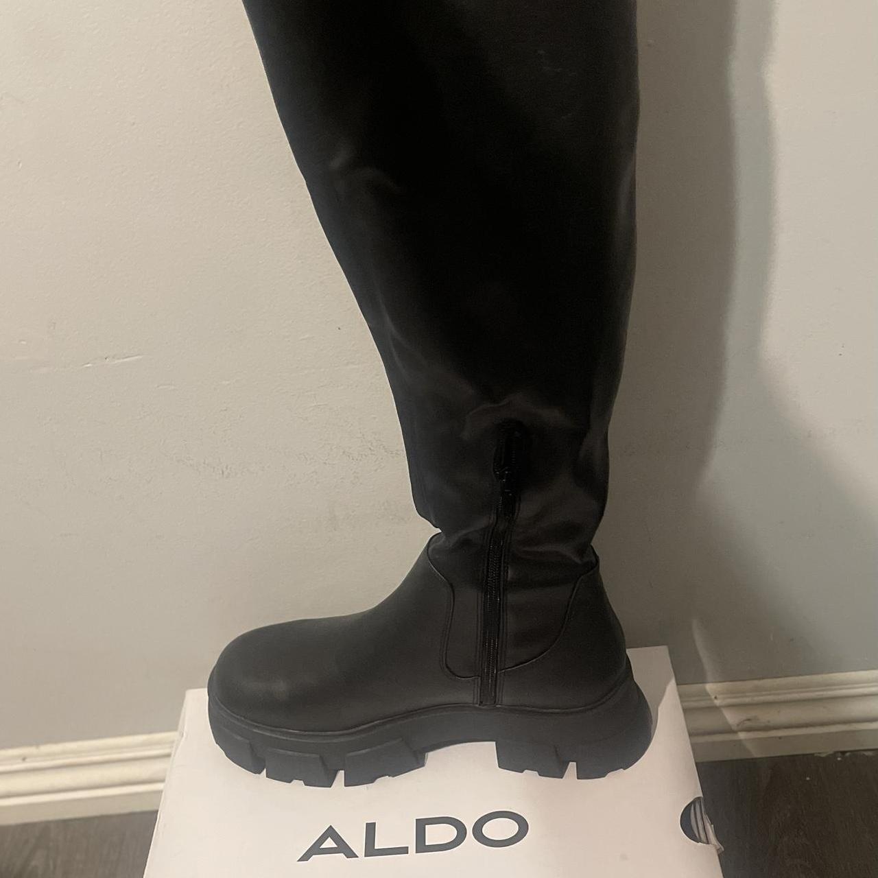 Black Aldo boots in Size 10. These are over the knee... - Depop