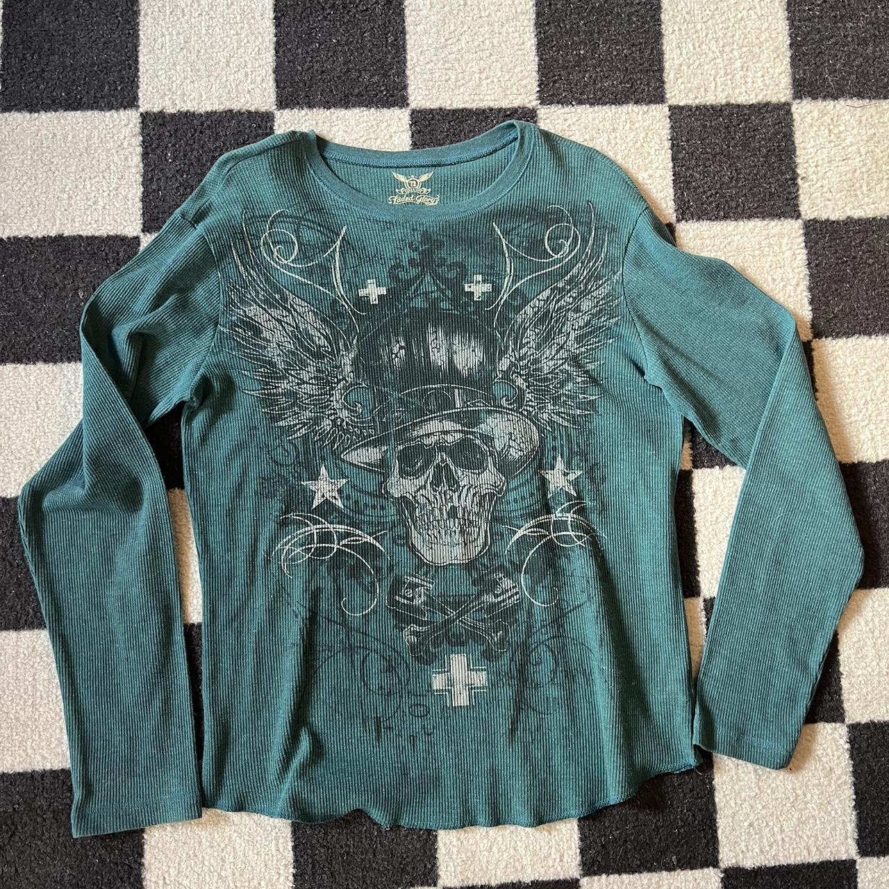 Y2k Skulls Thermal faded glory #skulls #skull #y2k... - Depop