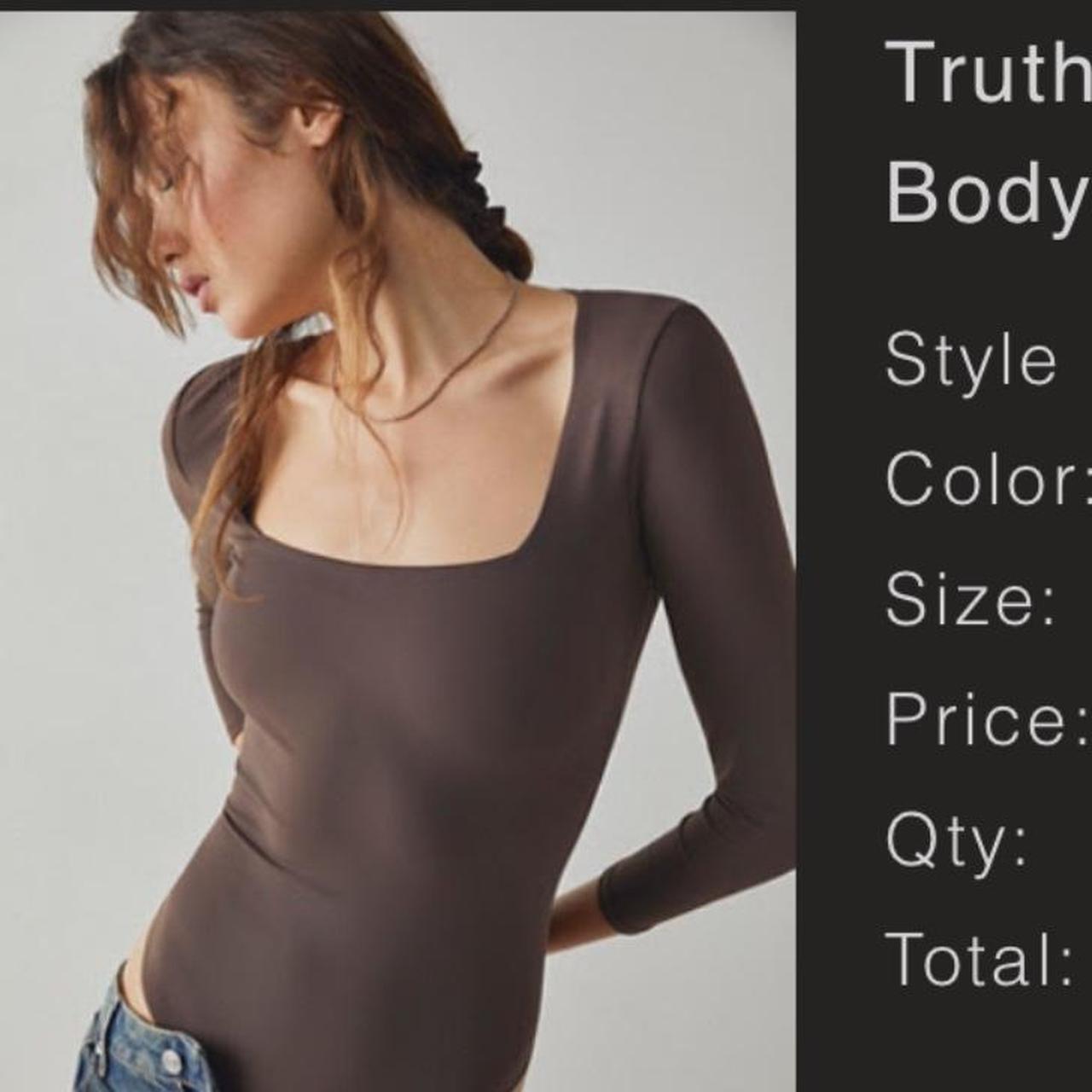 Brown free people body suit worn once Square neck... - Depop