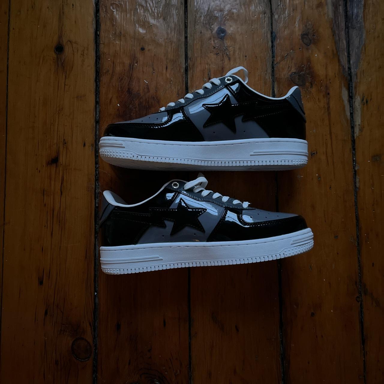 bapestas black and grey never used size 9.5M - Depop