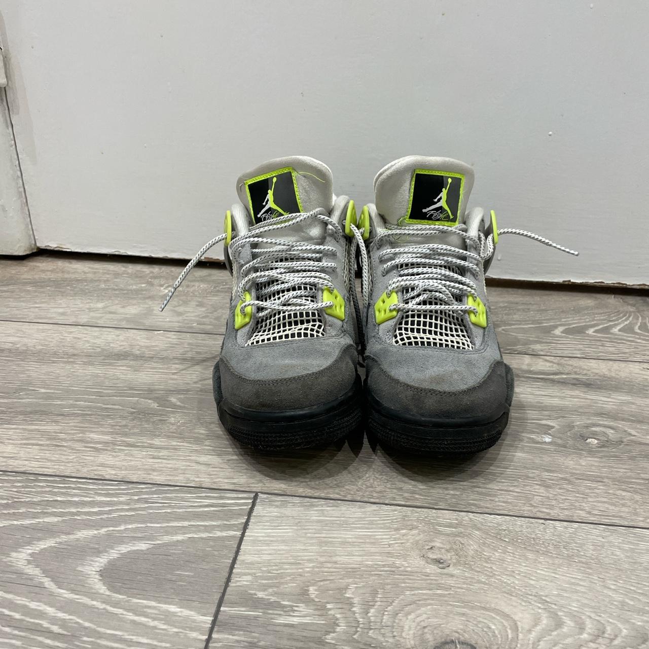 Neon Jordan 4 size 5.5 no box light scuffs - Depop
