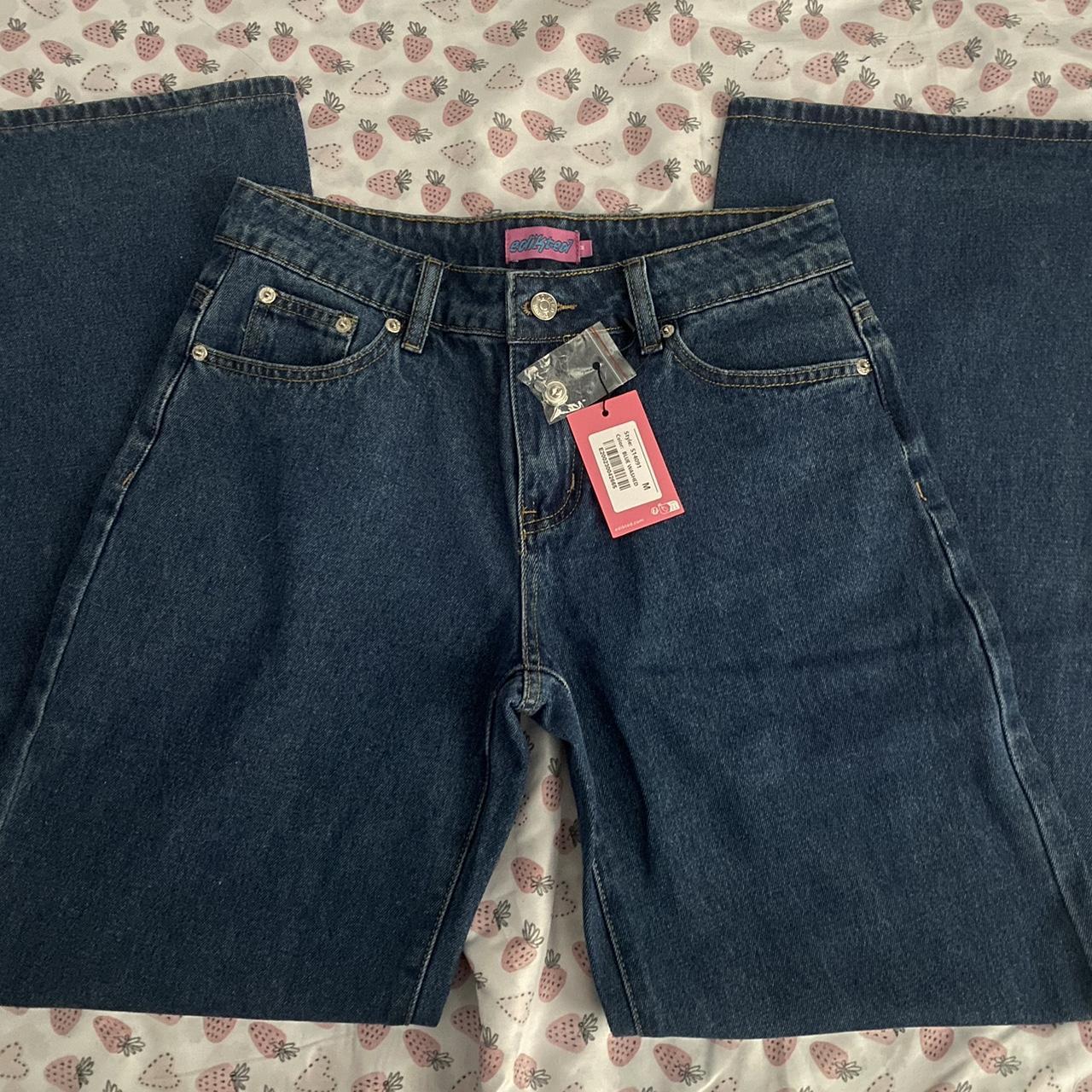 Edikted Low wasted dark blue jeans #jeans #edikted... - Depop