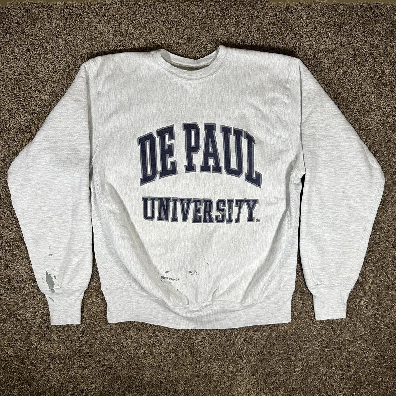 Vintage DePaul University Weave Style Heavyweight... - Depop