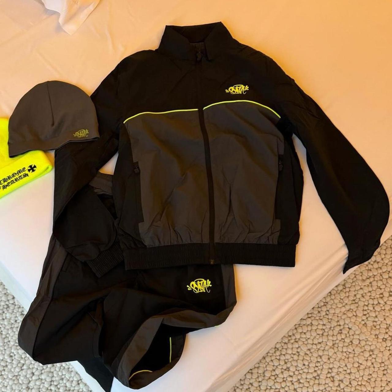 Syna World Logo Shell Tracksuit In Black / Green... - Depop