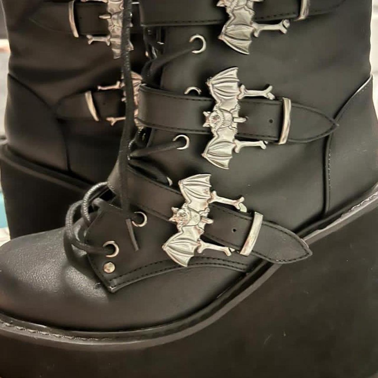 Black demonia bat shoes - Depop