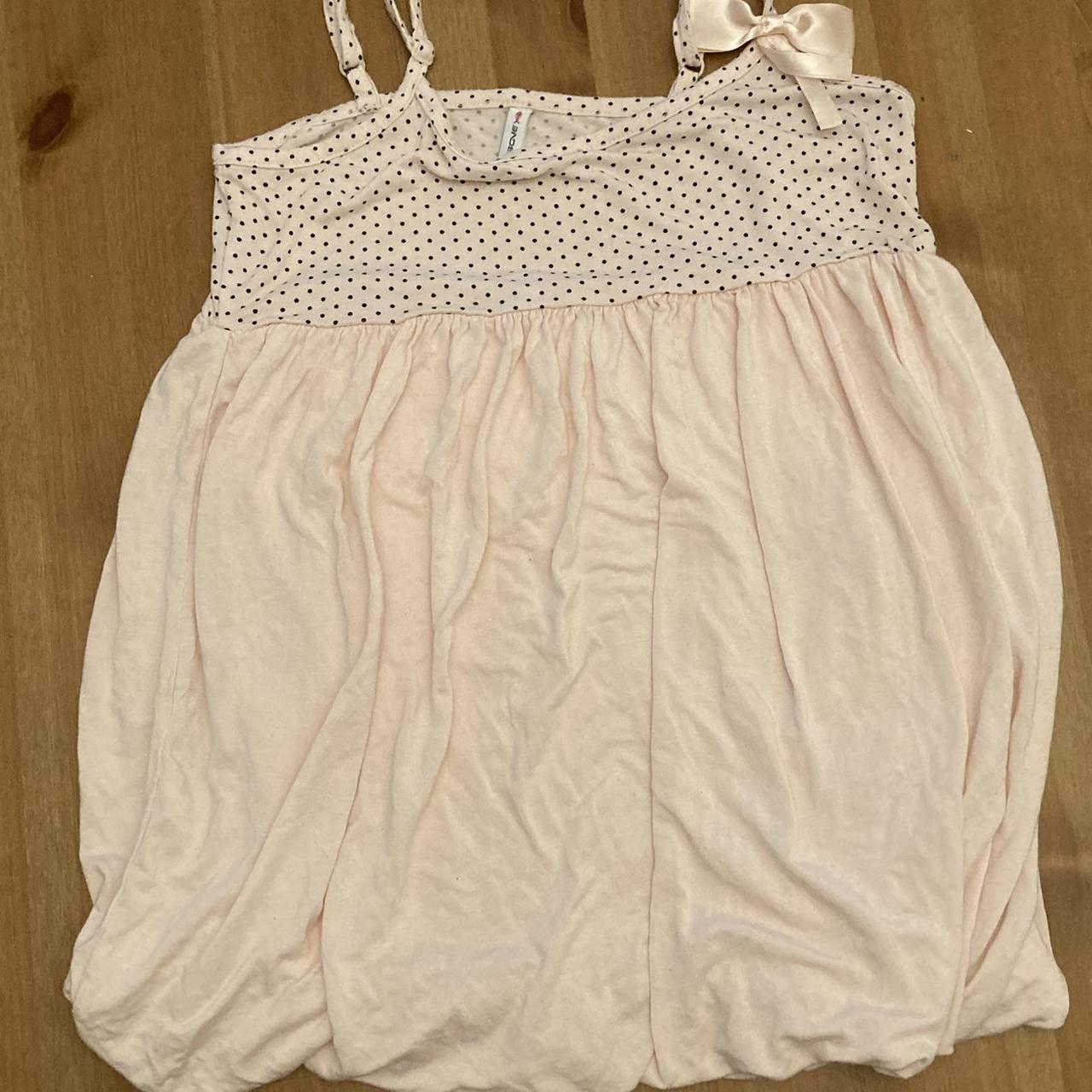 Cute coquette pink polka dot tank top with bow and... - Depop