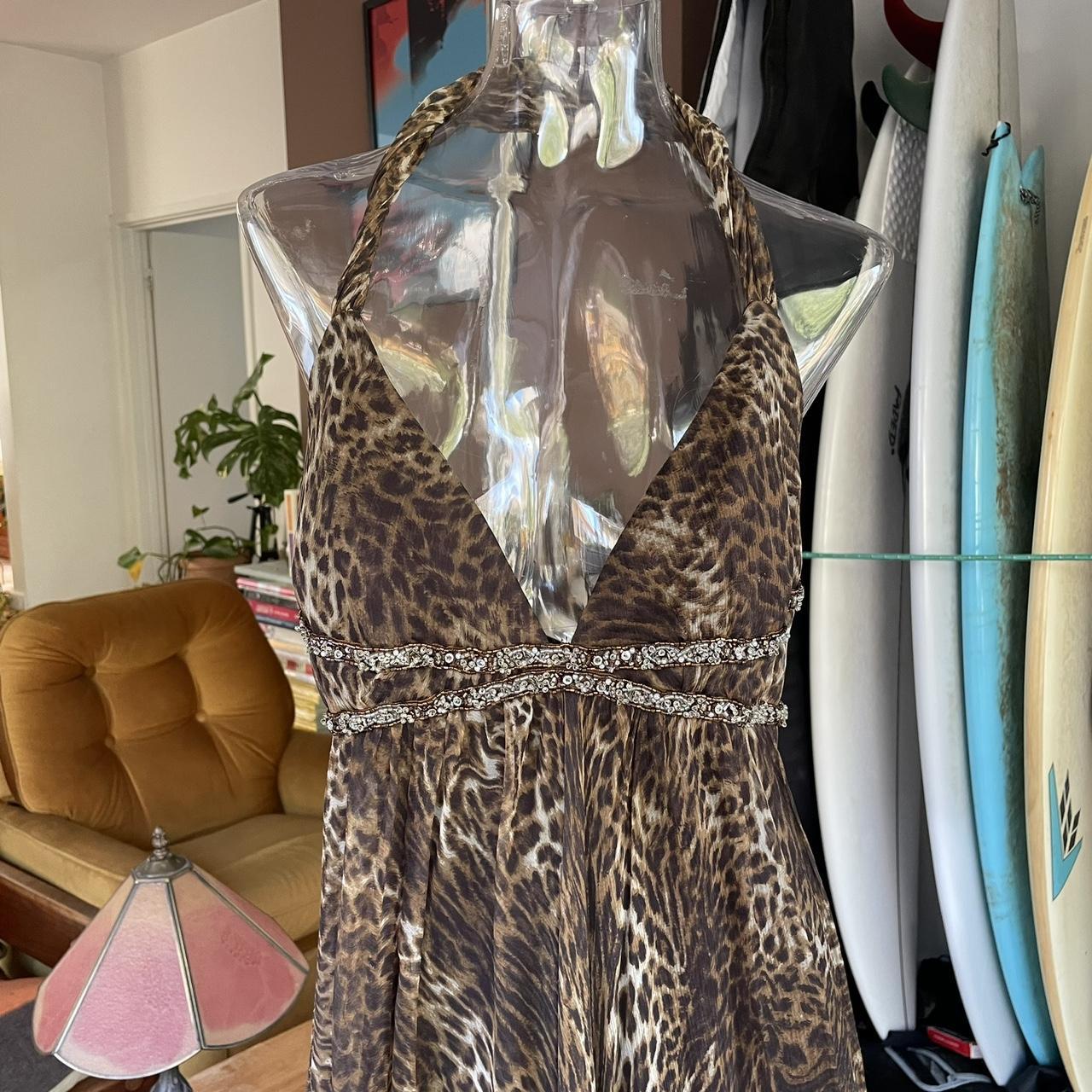 Vintage Backless halter leopard print dress! - Depop