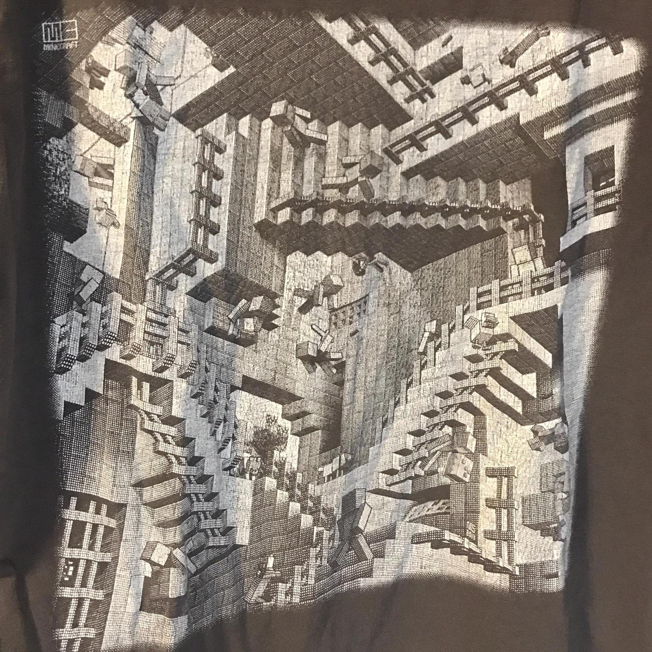 Minecraft Grey M. C. Escher Relativity Graphic T... - Depop