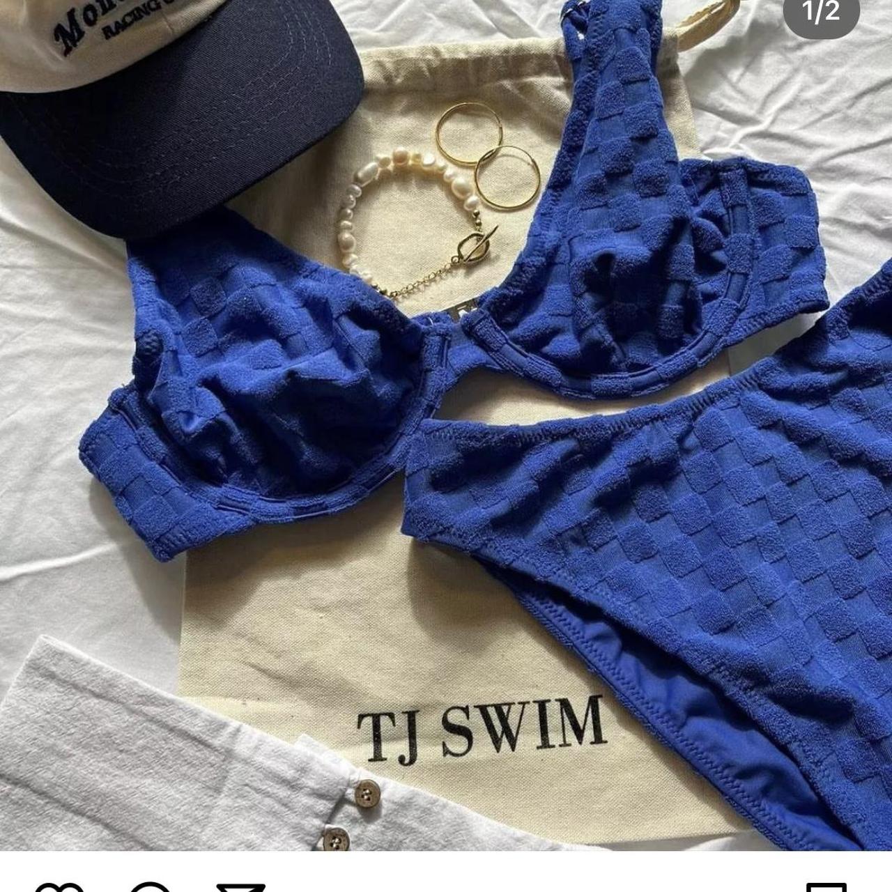 TJ Swim blue checkered set Only worn a few times,... - Depop