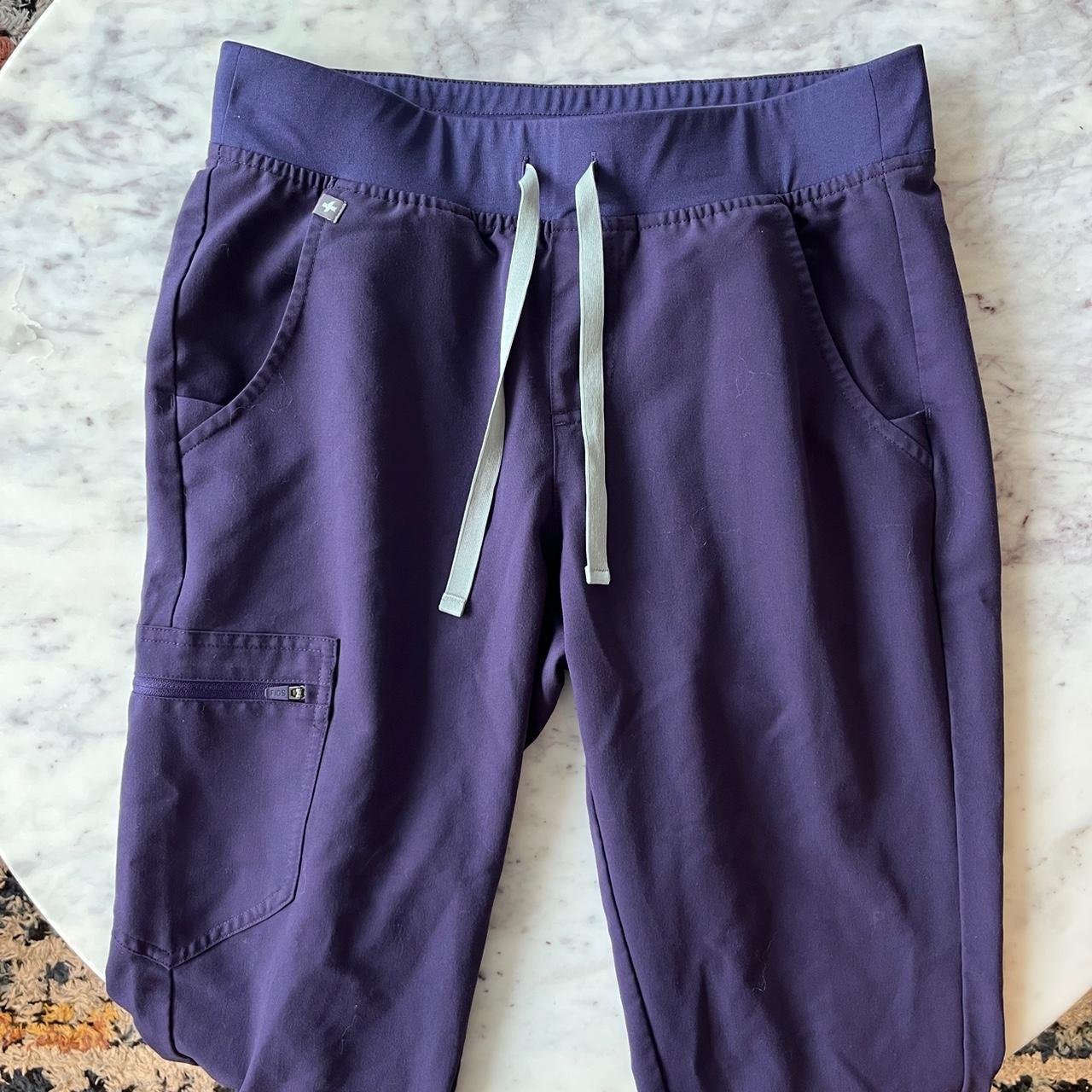Purple figs scrub joggers with adjustable tie waist... | Depop