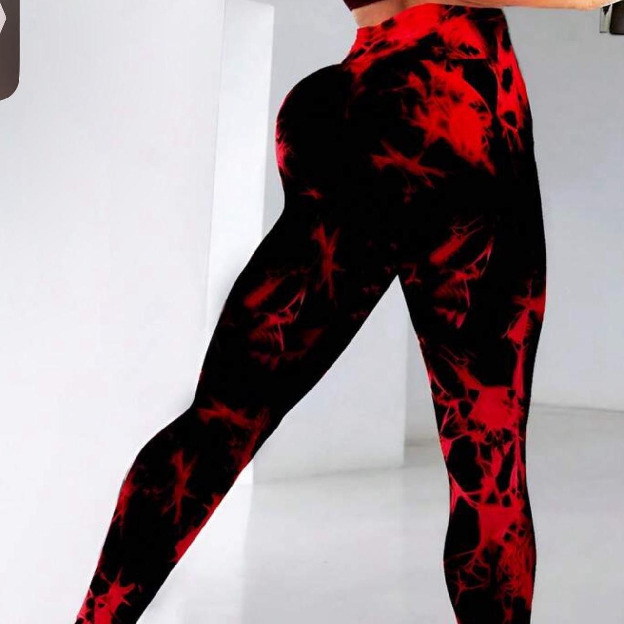 black & red gym leggings #gym #tights #leggings #red... - Depop