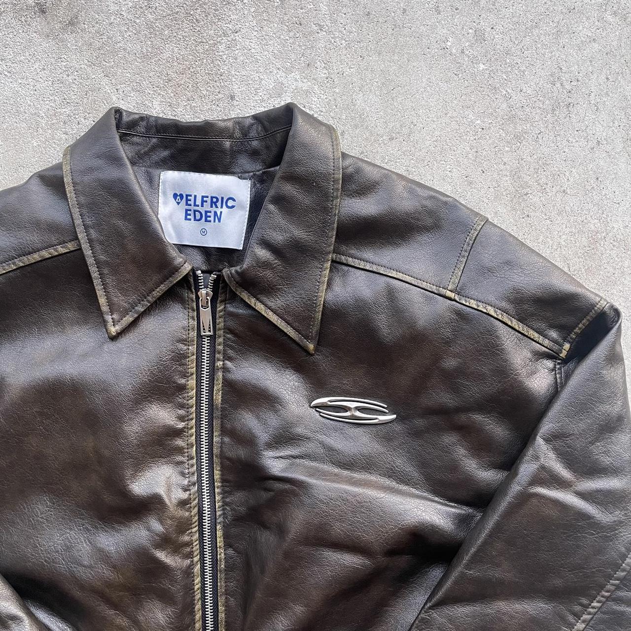 Boxy Cropped Leather jacket by Aelfriceden in Dark... - Depop