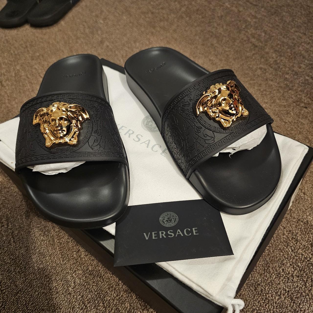 Versace pool slides. New! AUTHENTIC - Depop