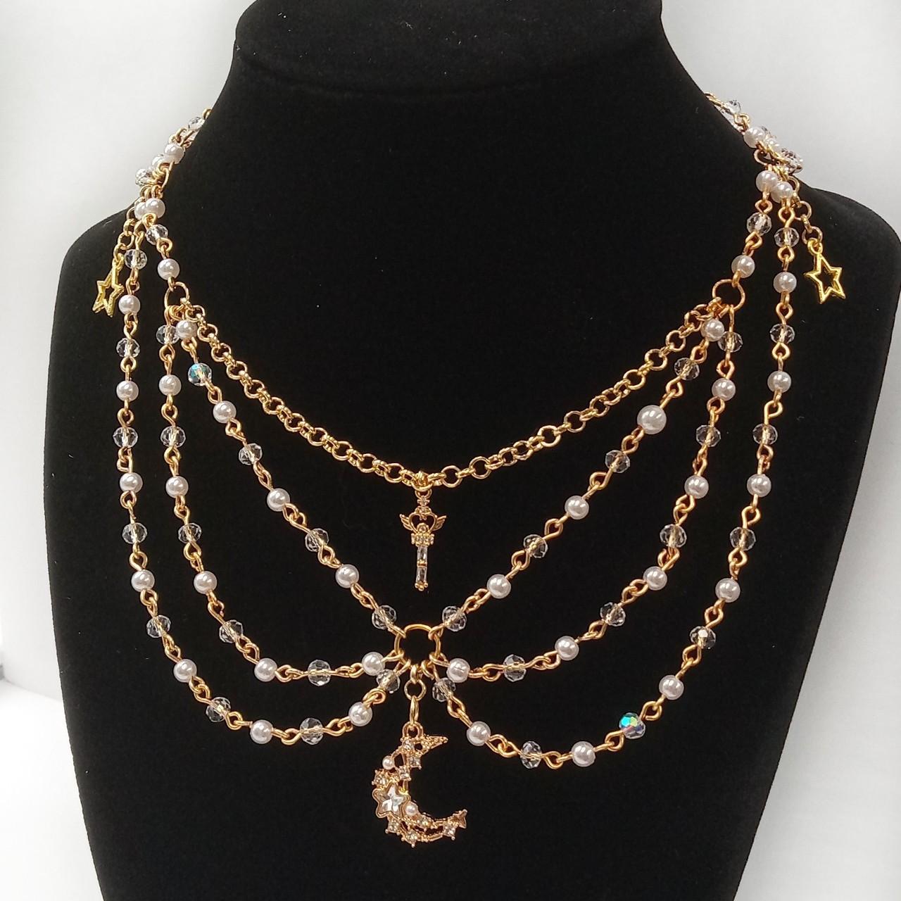 Gold Celestial Moon Necklace ・ ・Handmade using... - Depop