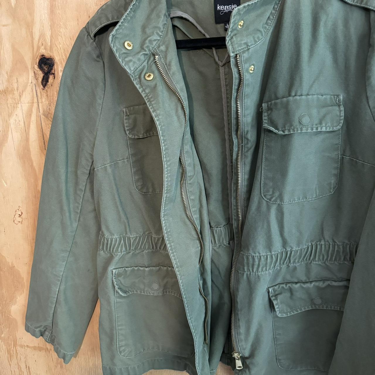 Kensie 100% Cotton Green Utility Military Jacket Sz... - Depop