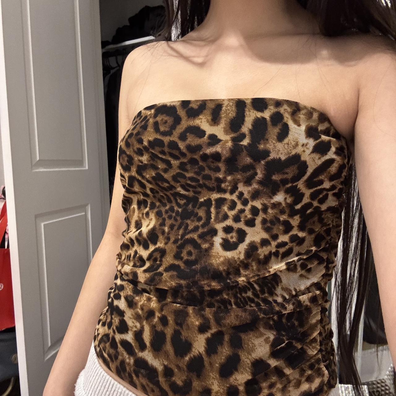 Leopard Print Tube Top With Ruching #wildprint... - Depop
