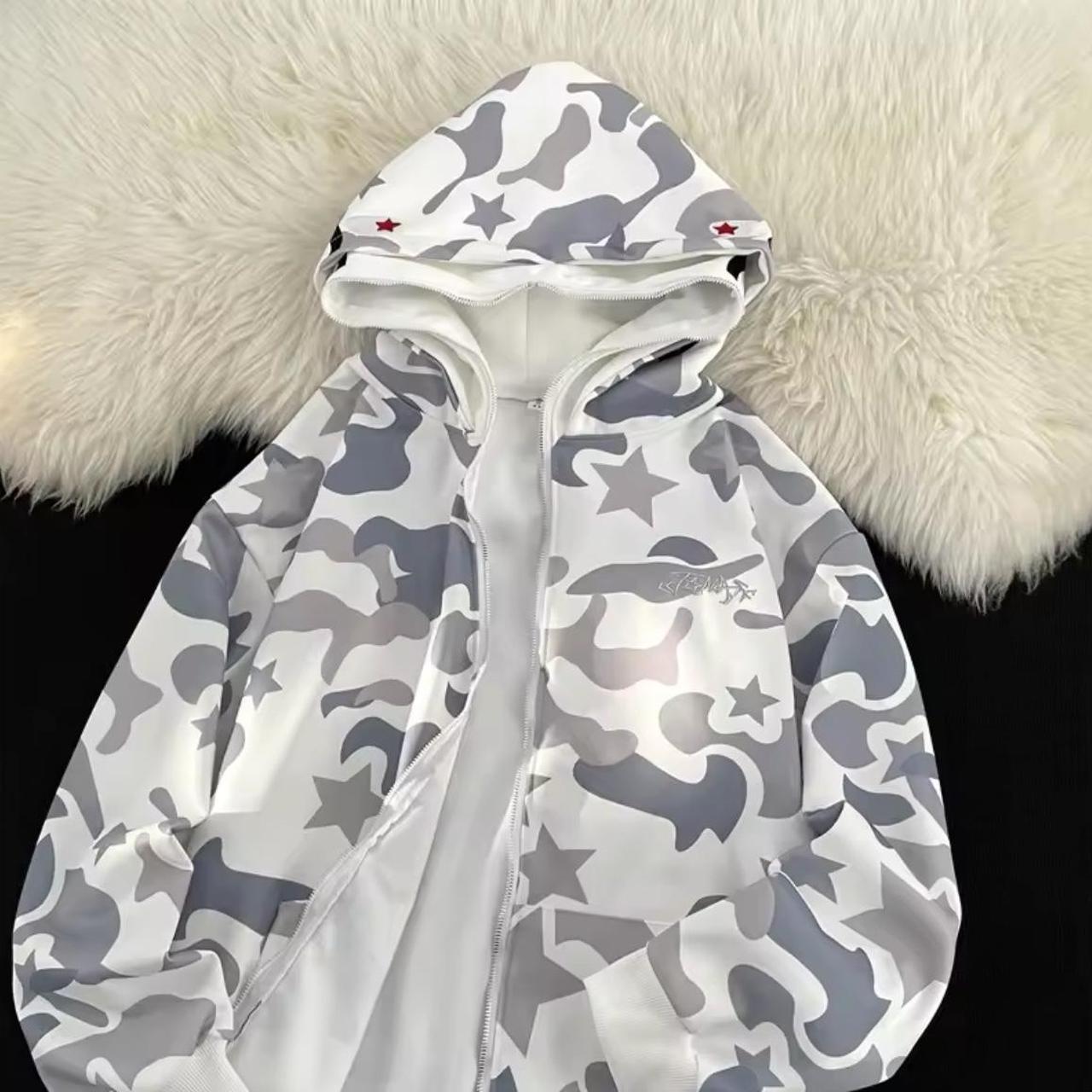 Unisex Spring Autumn Shark Head Jacket Double Cap... | Depop