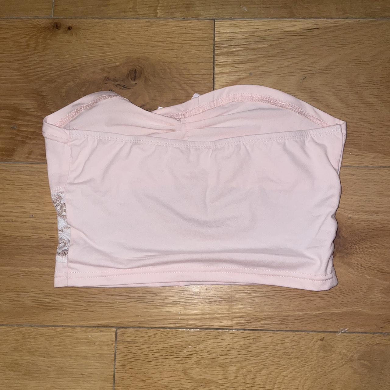 Light pink tube top With lace and ribbon details... - Depop