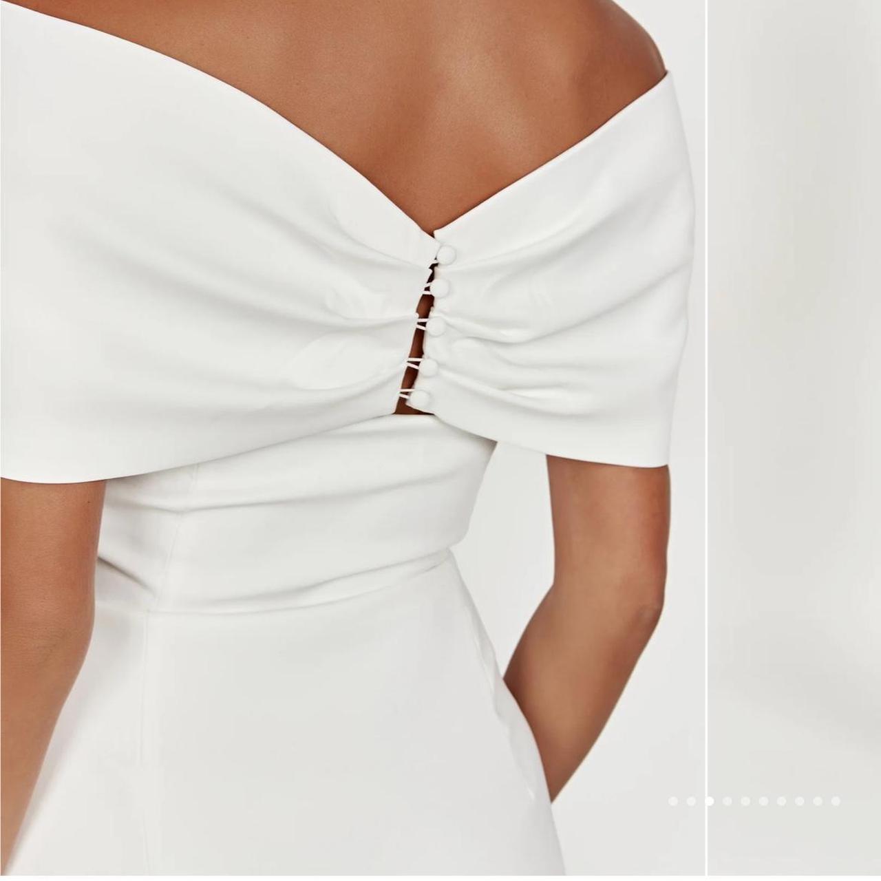 Meshki off the shoulder bow mini dress in white Will... - Depop