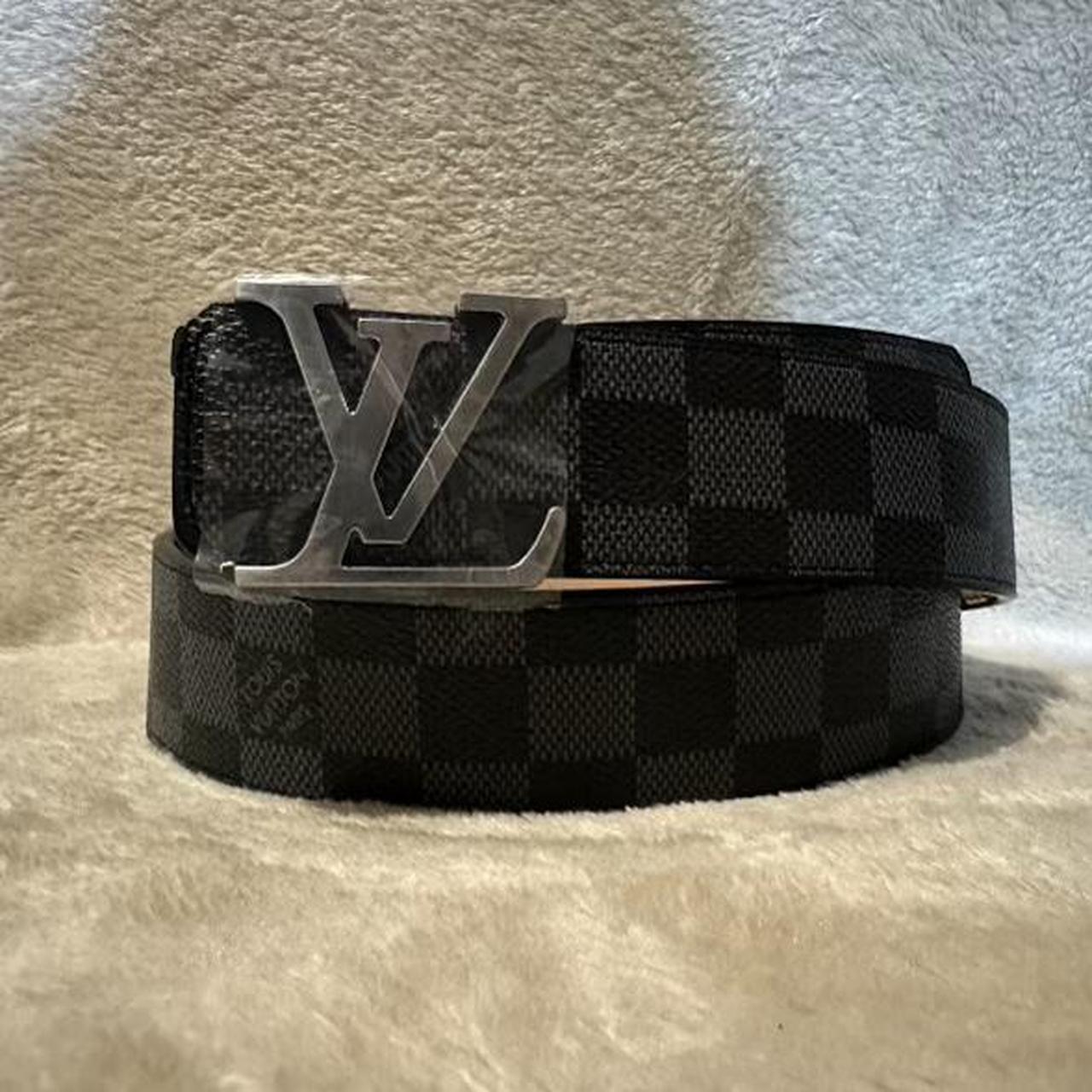 LV Belt Silver logo, square pattern - Depop