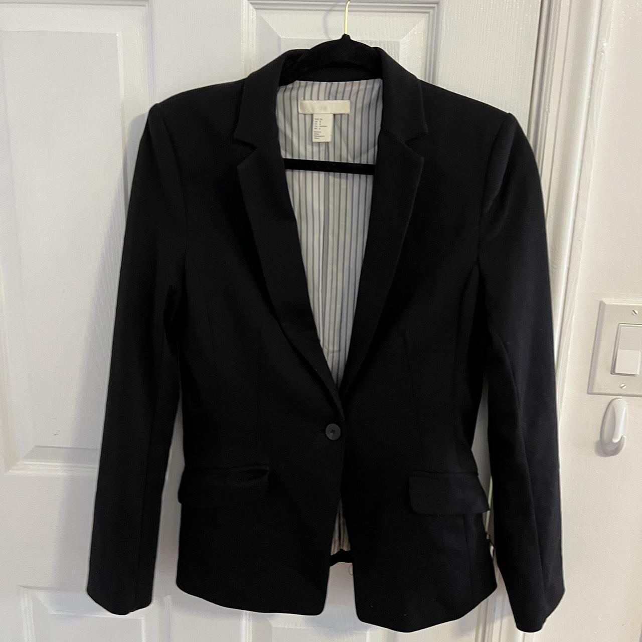 h&m black blazer, never worn size: 8 (but fits... - Depop