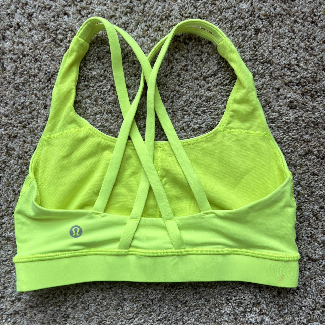 Lululemon neon yellow sports bra. Size 4 - Depop