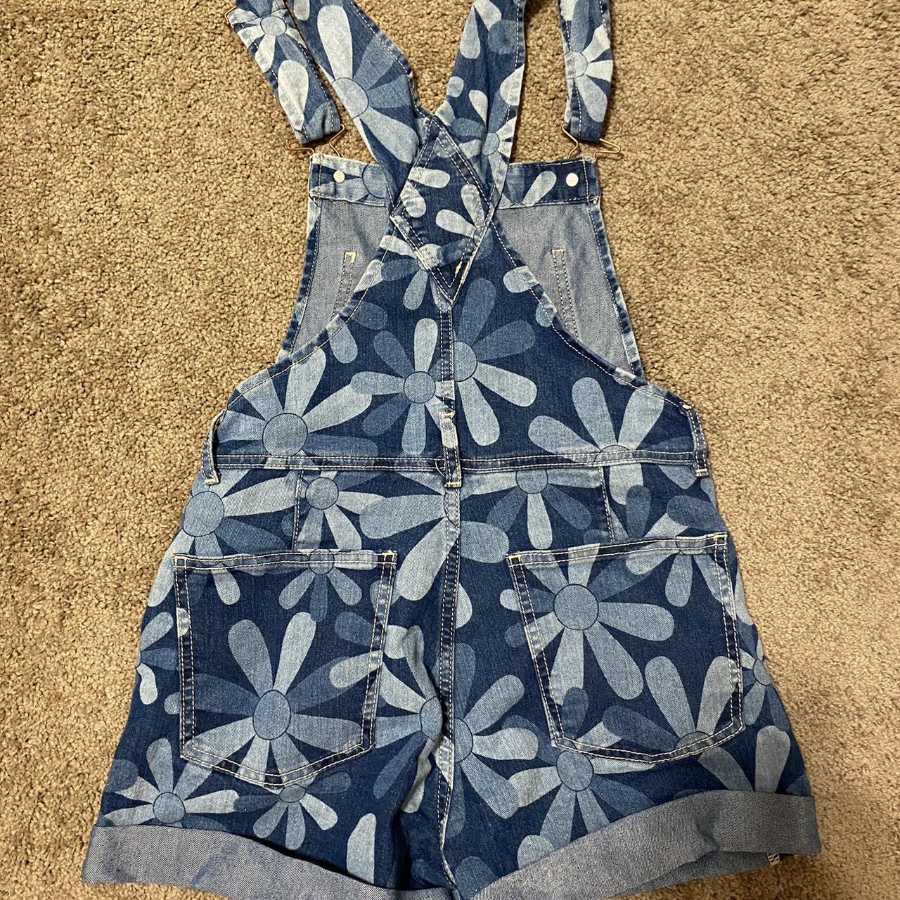Short Flower Overalls - Depop