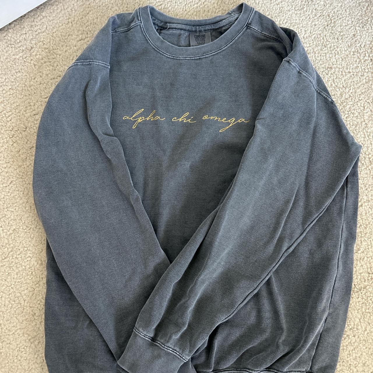 medium alpha chi omega gray sweatshirt - Depop