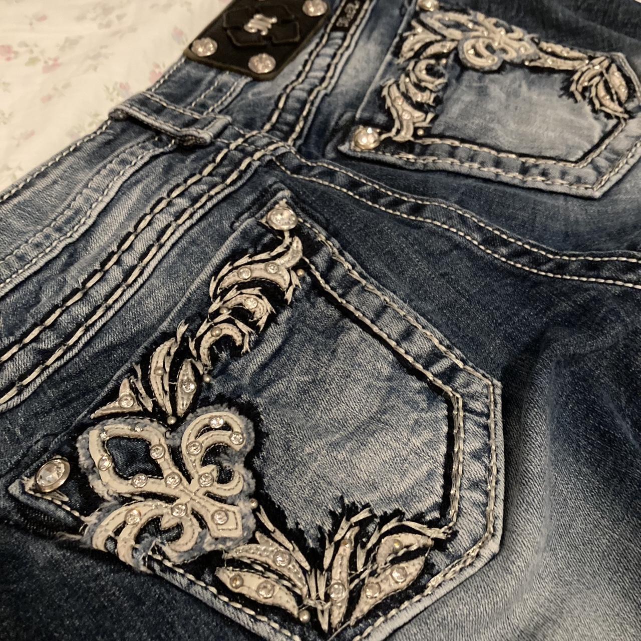 Miss me skinny low rise rhinestone jeans size... | Depop