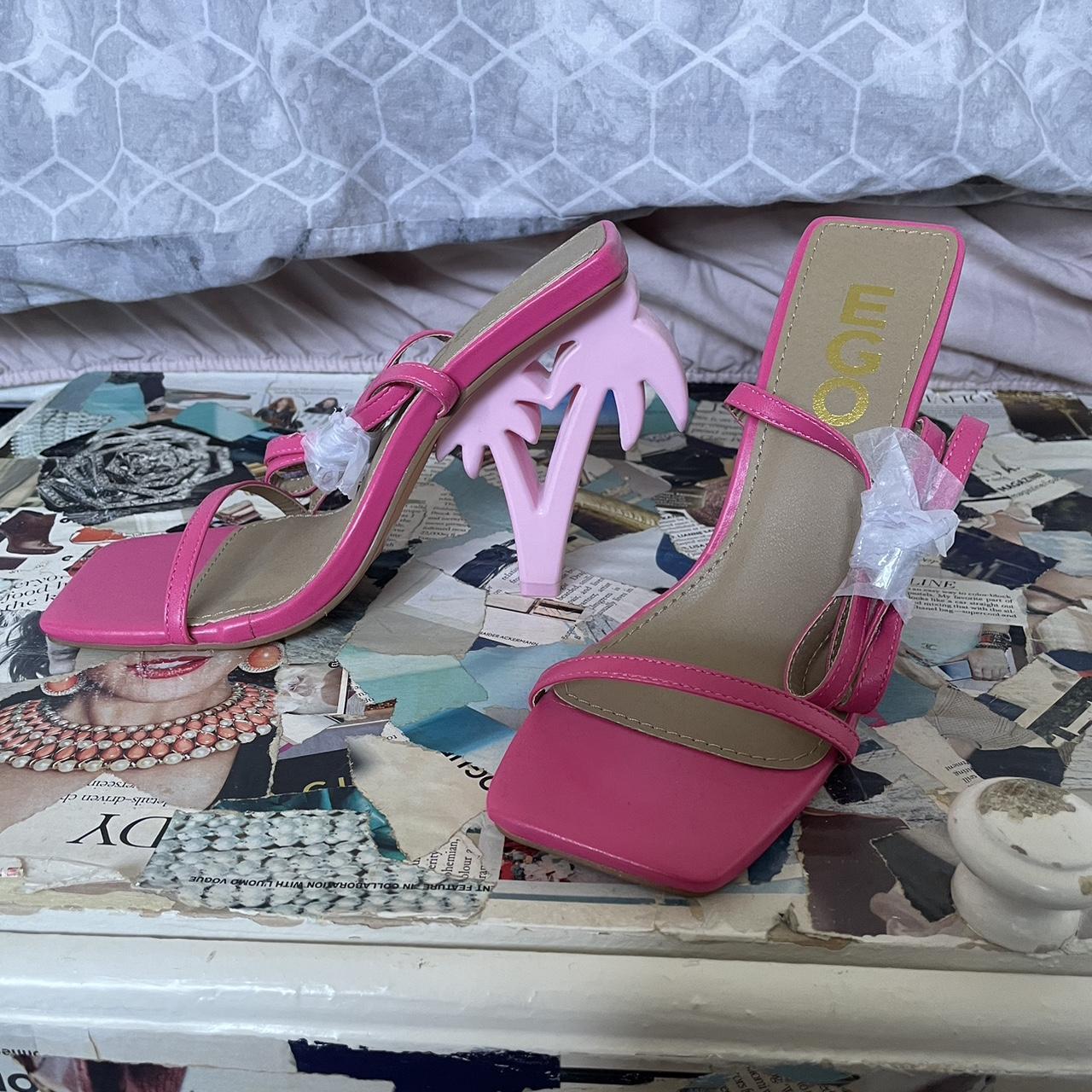 Size 3 new ego plastic palm tree heels super quirky - Depop