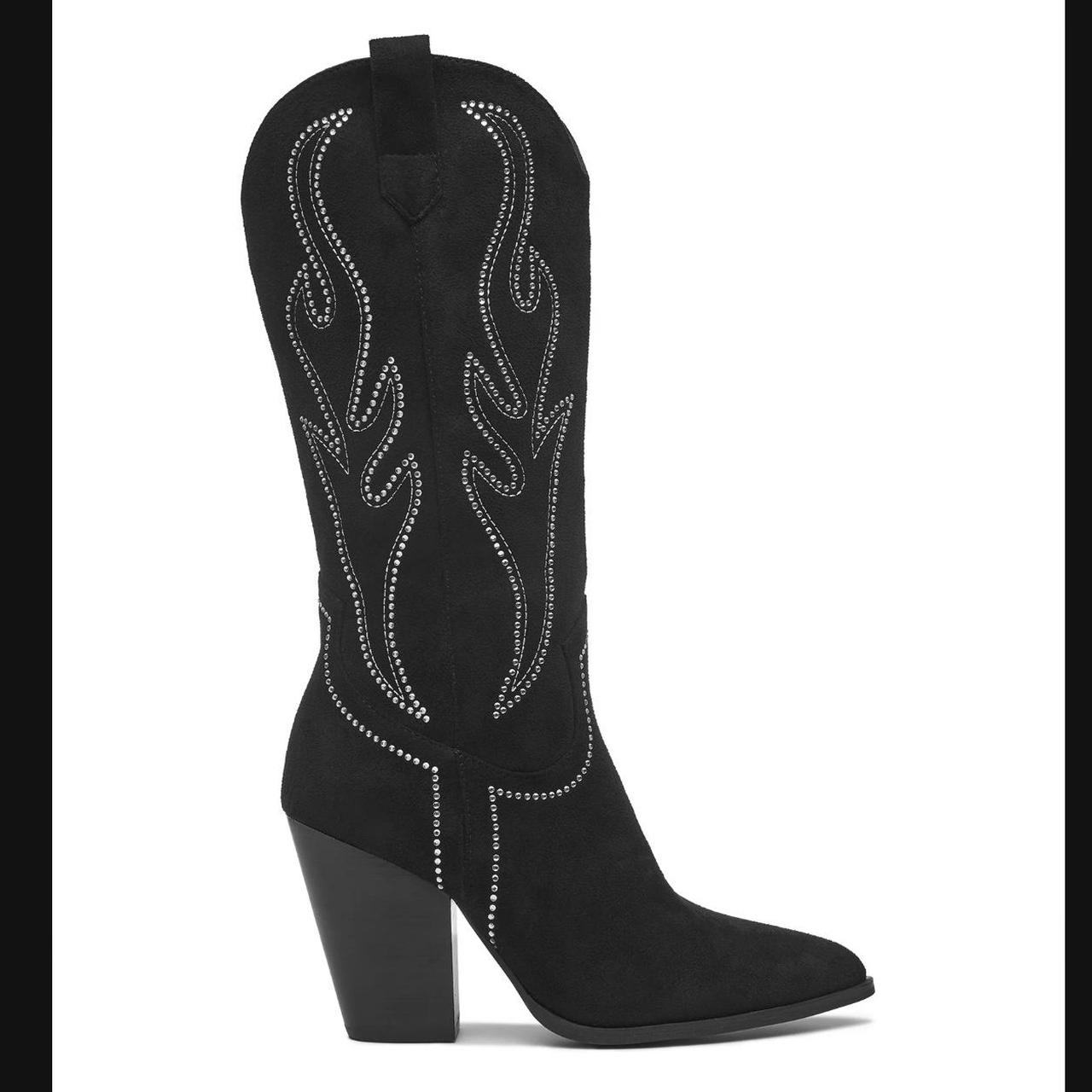 Therapy Diamond Cowboy Boots Black size AU8 - Depop