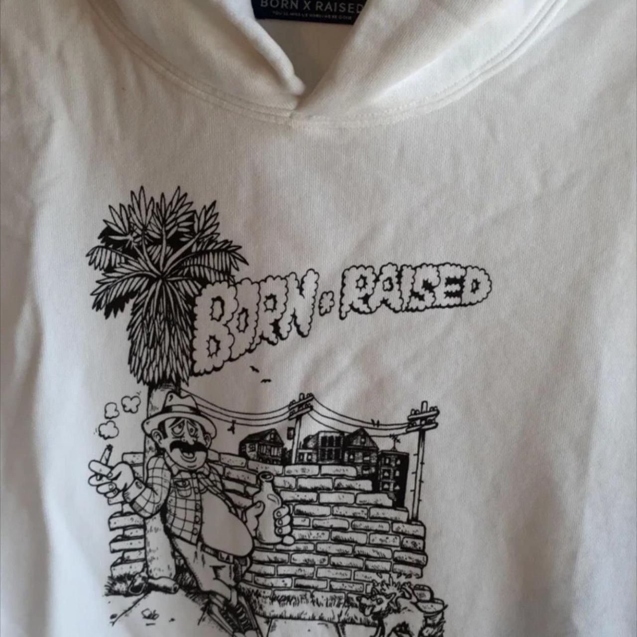 Born X Raised Hoodie White Small - Depop