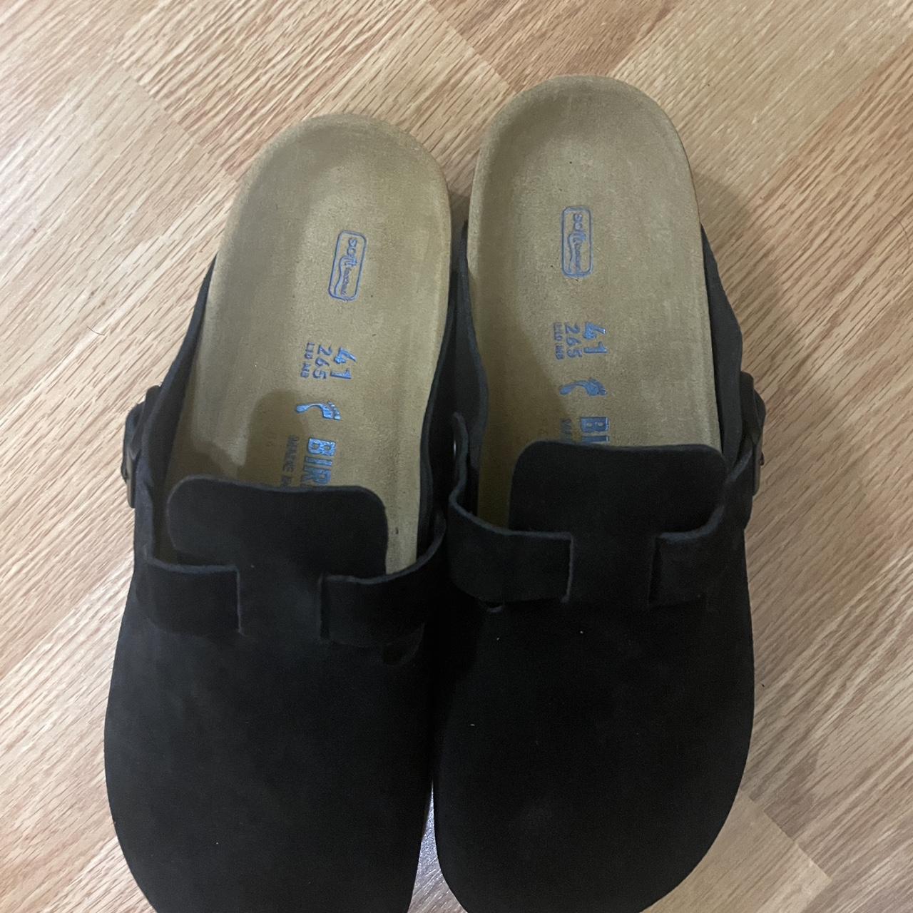 Birkenstock boston clogs black black, clog shoes,... | Depop