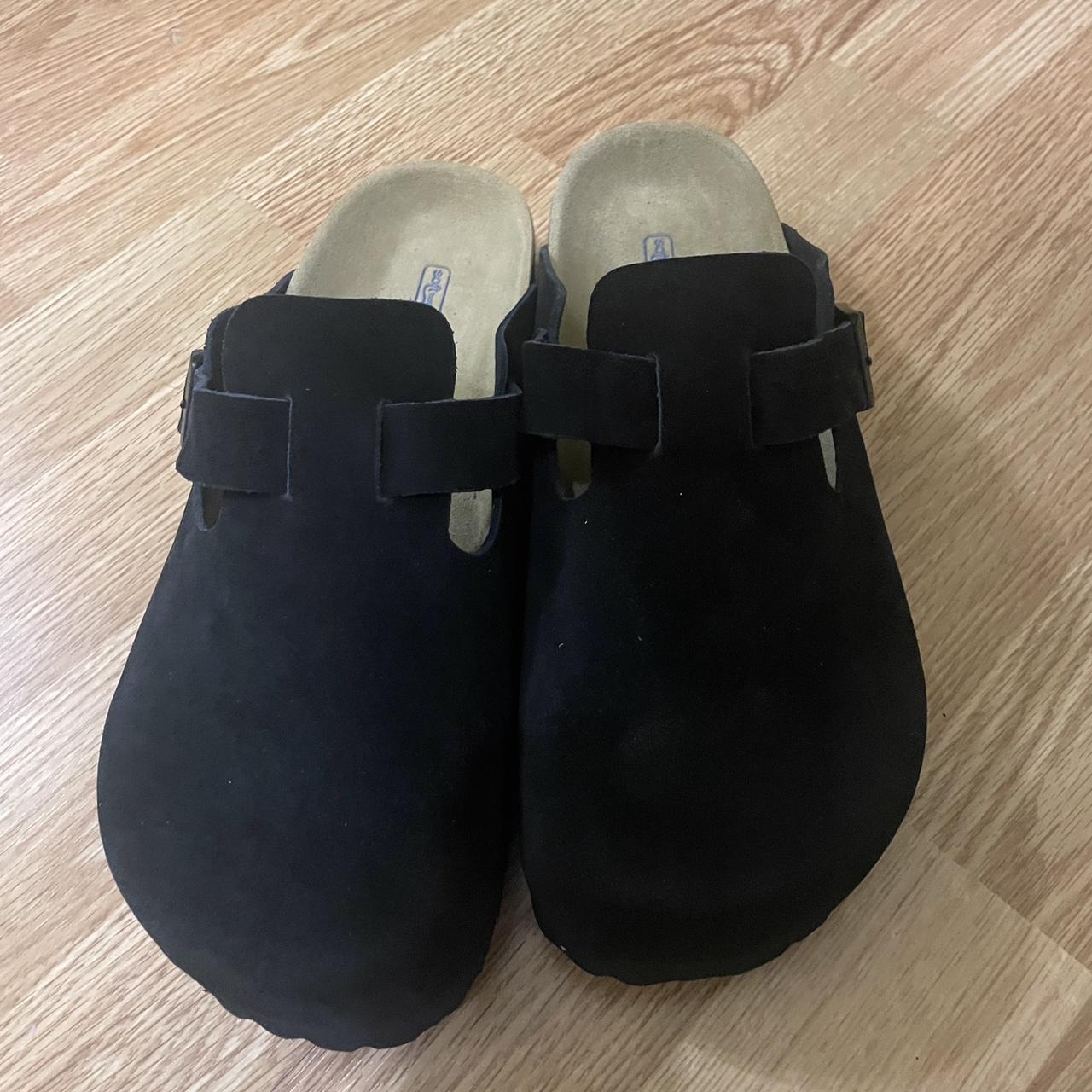 Birkenstock boston clogs black black, clog shoes,... | Depop