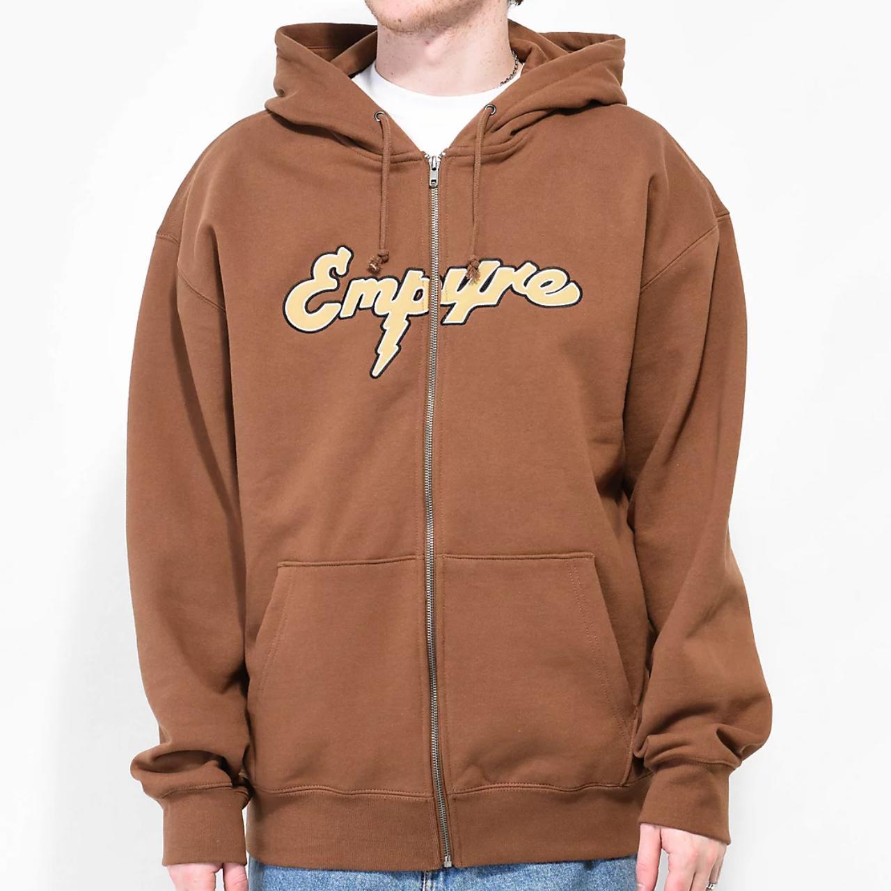 Medium Empyre brown zip-up hoodie Worn few... - Depop