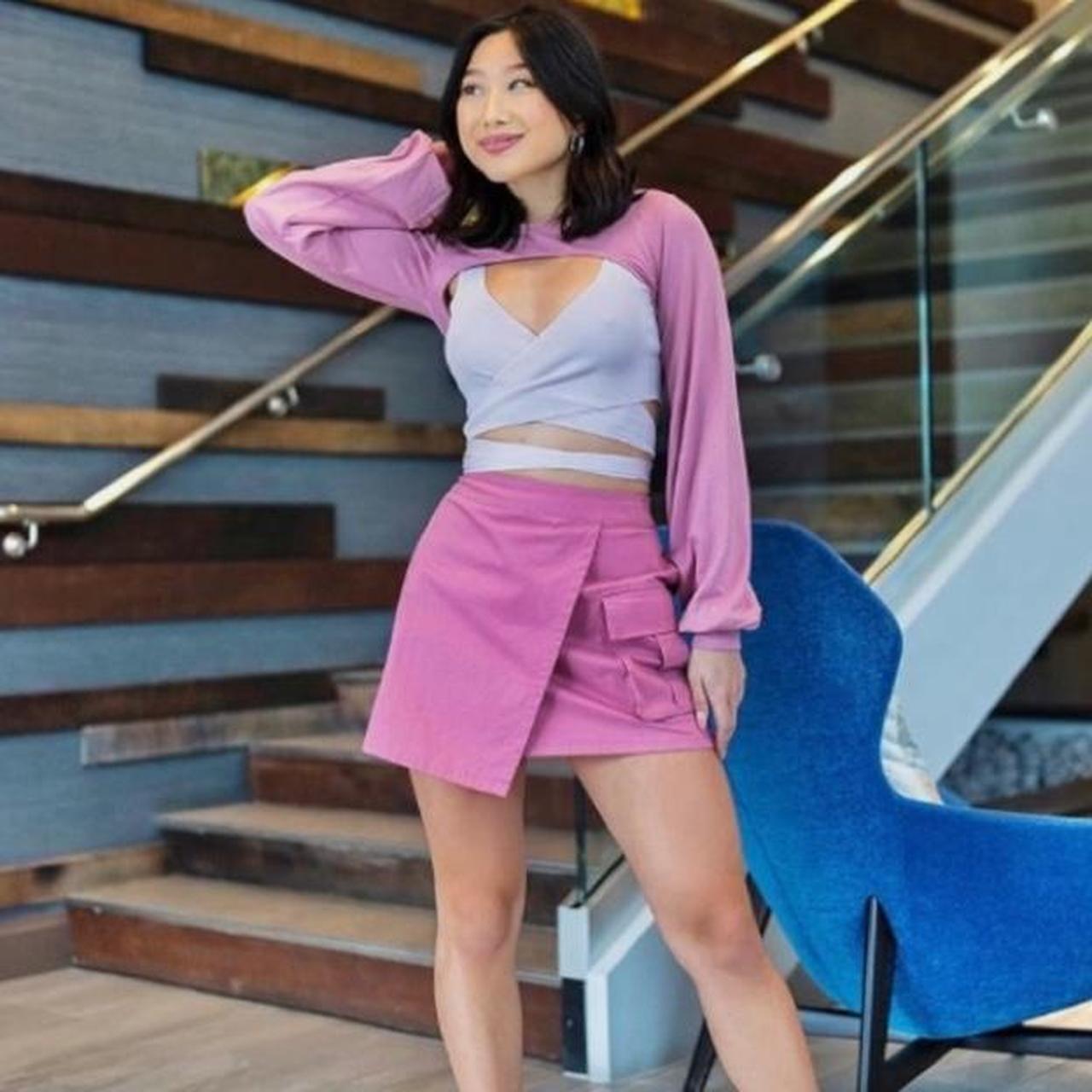 Vivacious Honey x The Drop pink asymmetrical mini... - Depop