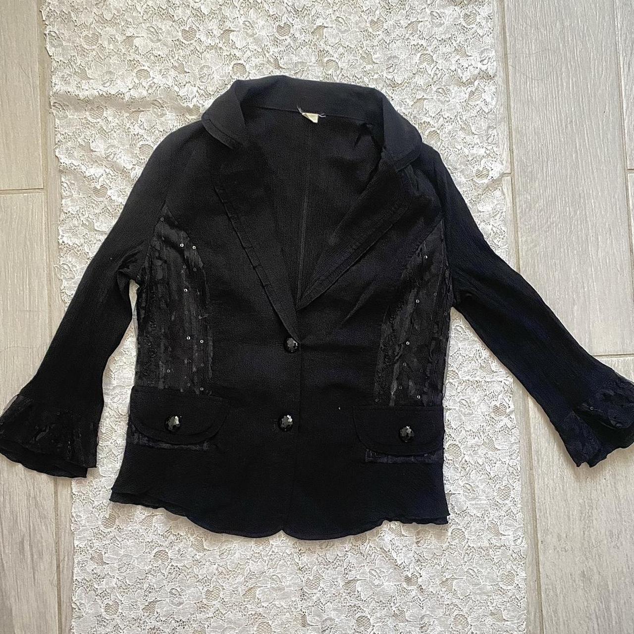 Y2K Grunge Office Siren Blazer Layered Ruffle... - Depop