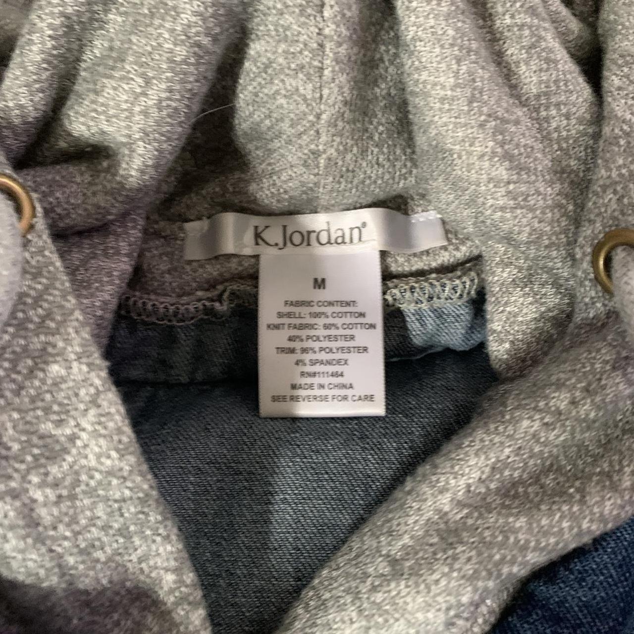 Zip up distressed jean jacket with grey hoodie and... - Depop