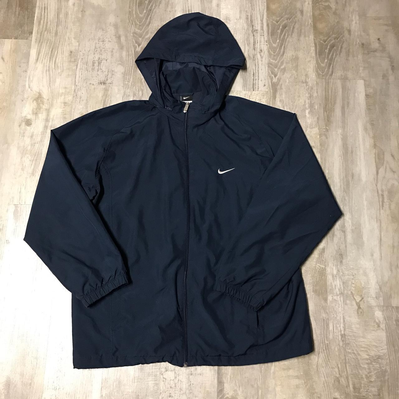 Nike nylon jacket size xl. Navy blue. - Depop