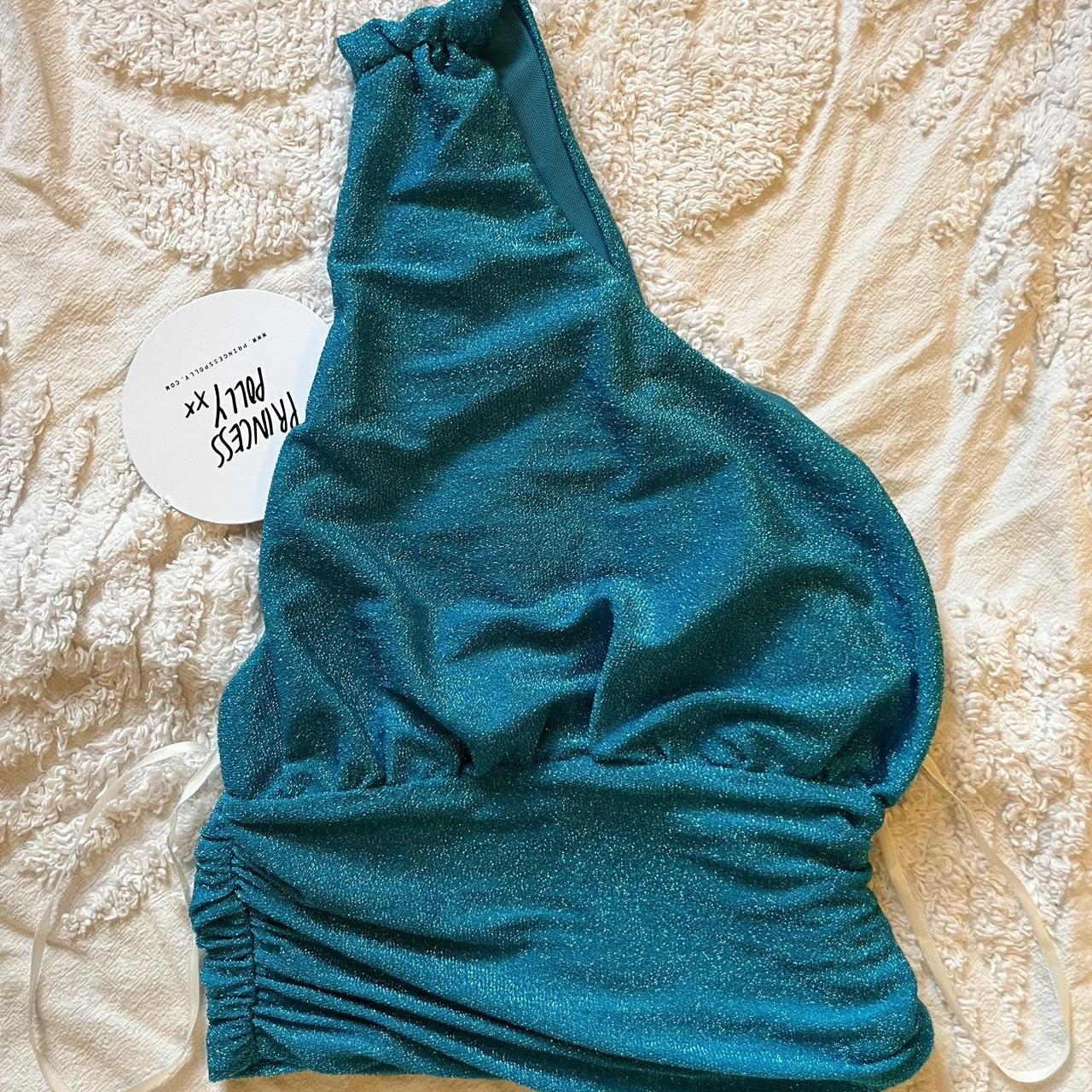 Princess Polly blue sparkle one shoulder top - Depop
