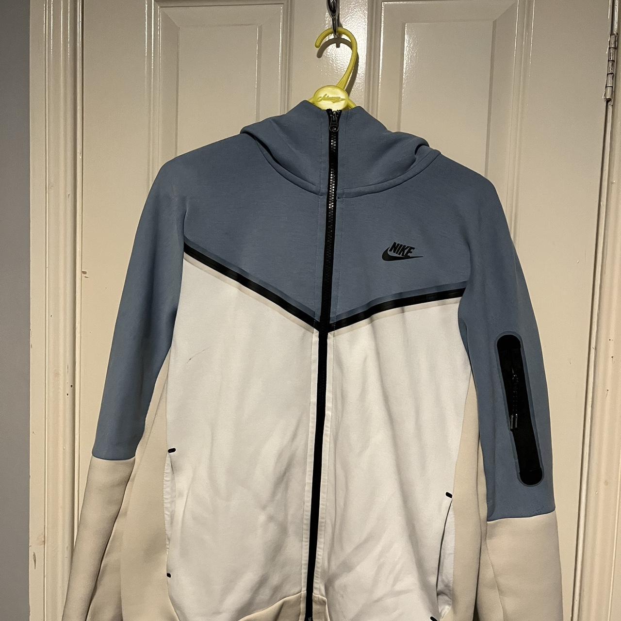 baby blue tech fleece, medium, fits a small better,... - Depop