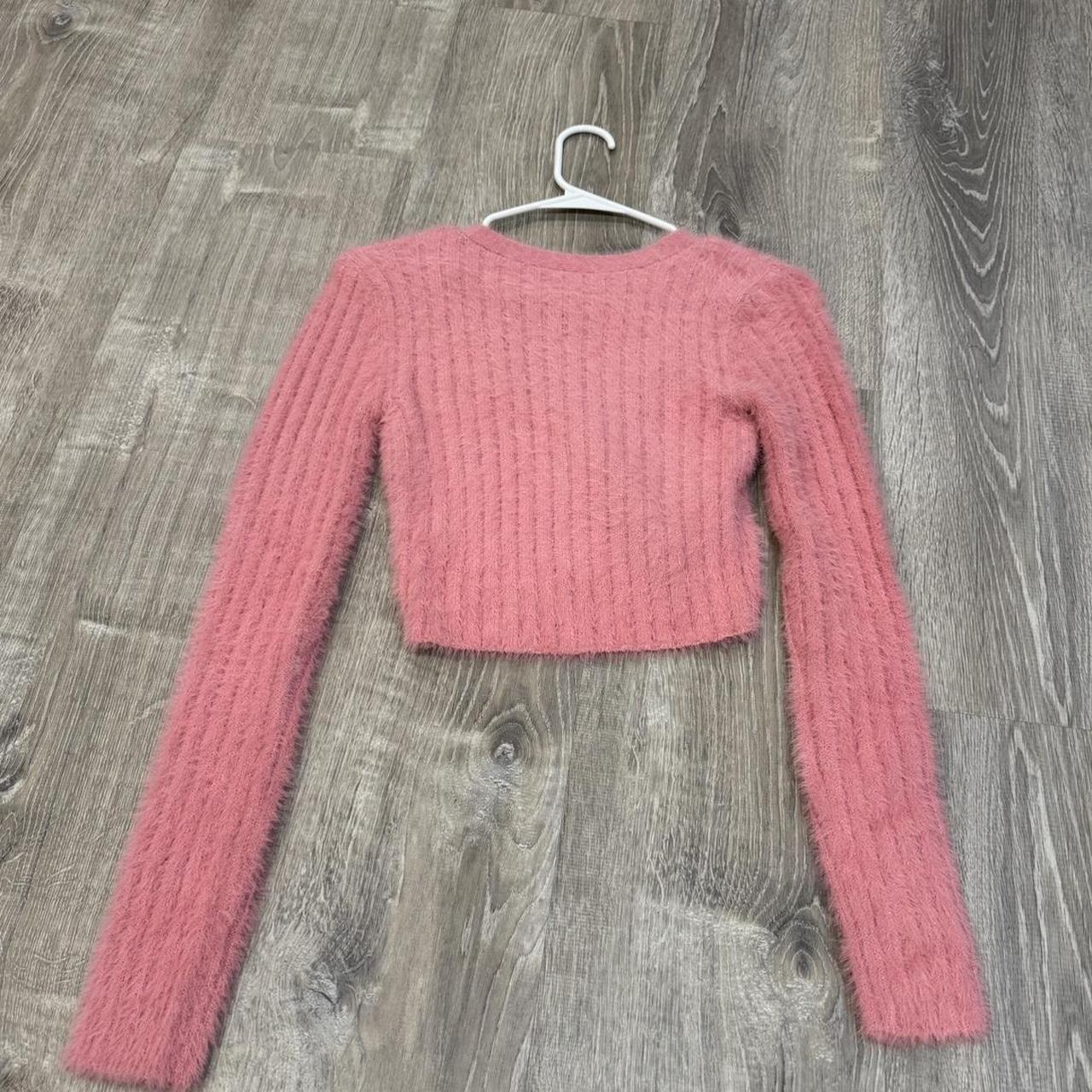 small pink button up sweater, only worn once - Depop