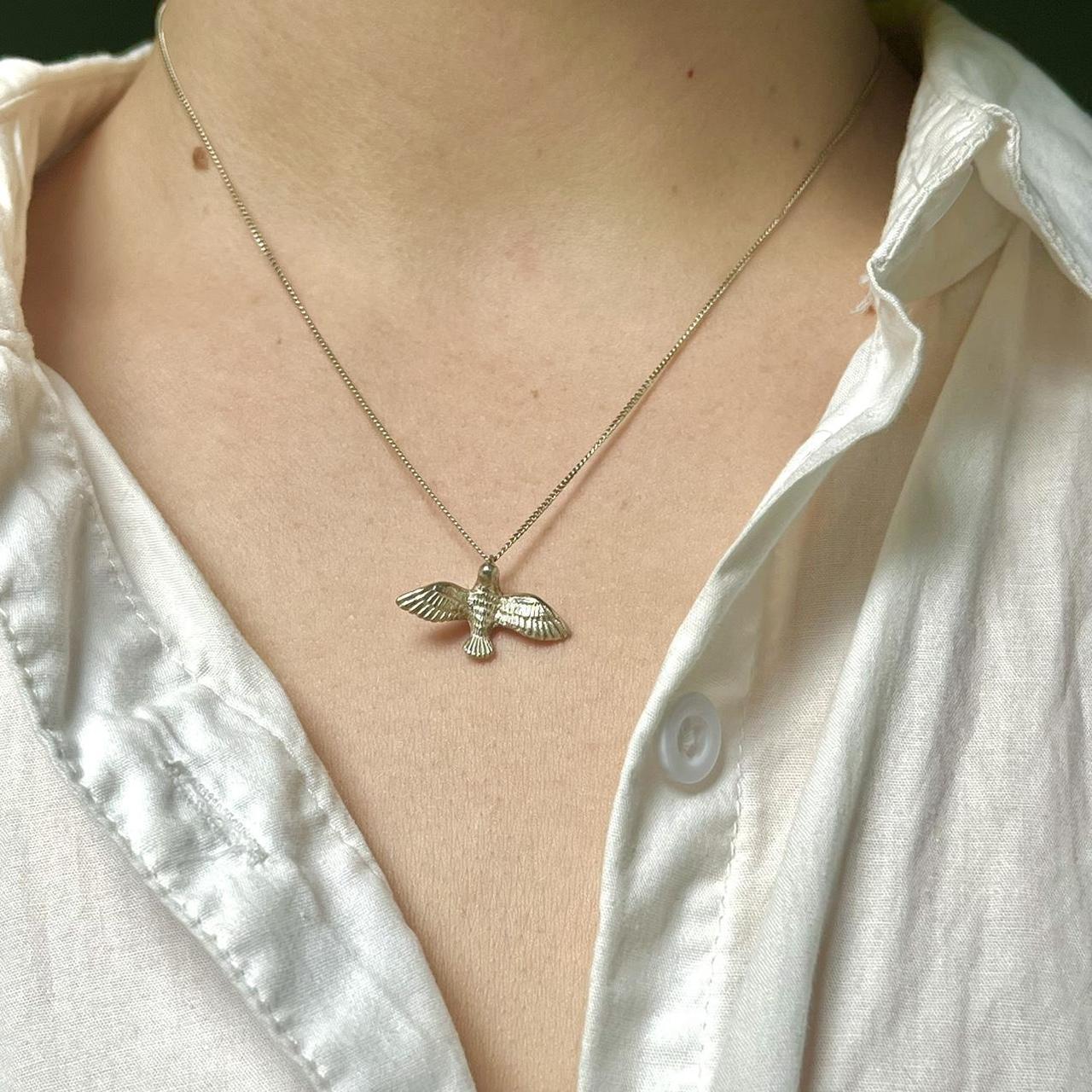 Solid silver bird necklace. Made by local Melbourne... - Depop