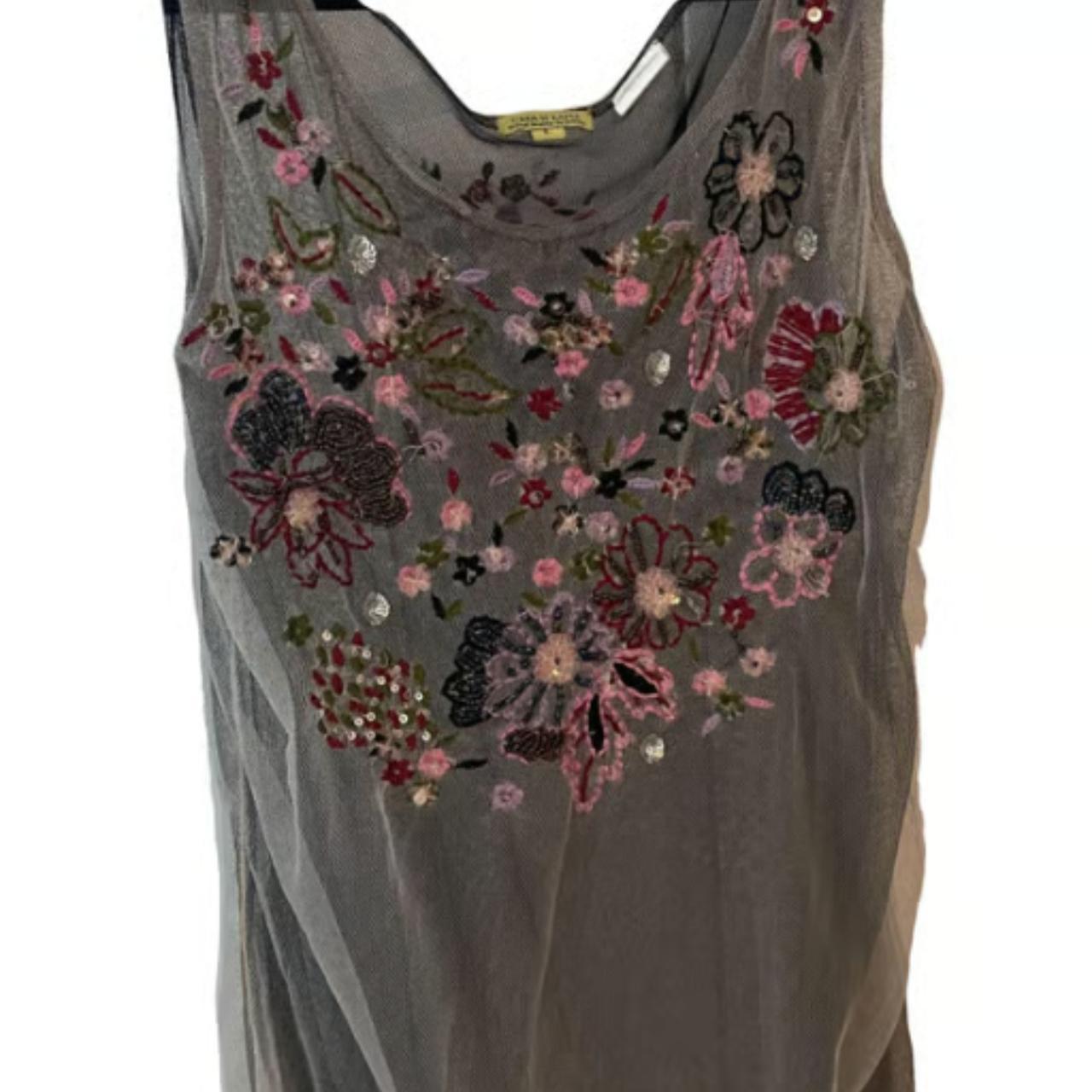 VINTAGE CHAN LUU HAND BEADED SHEER CAMISOLE TOP MADE... | Depop