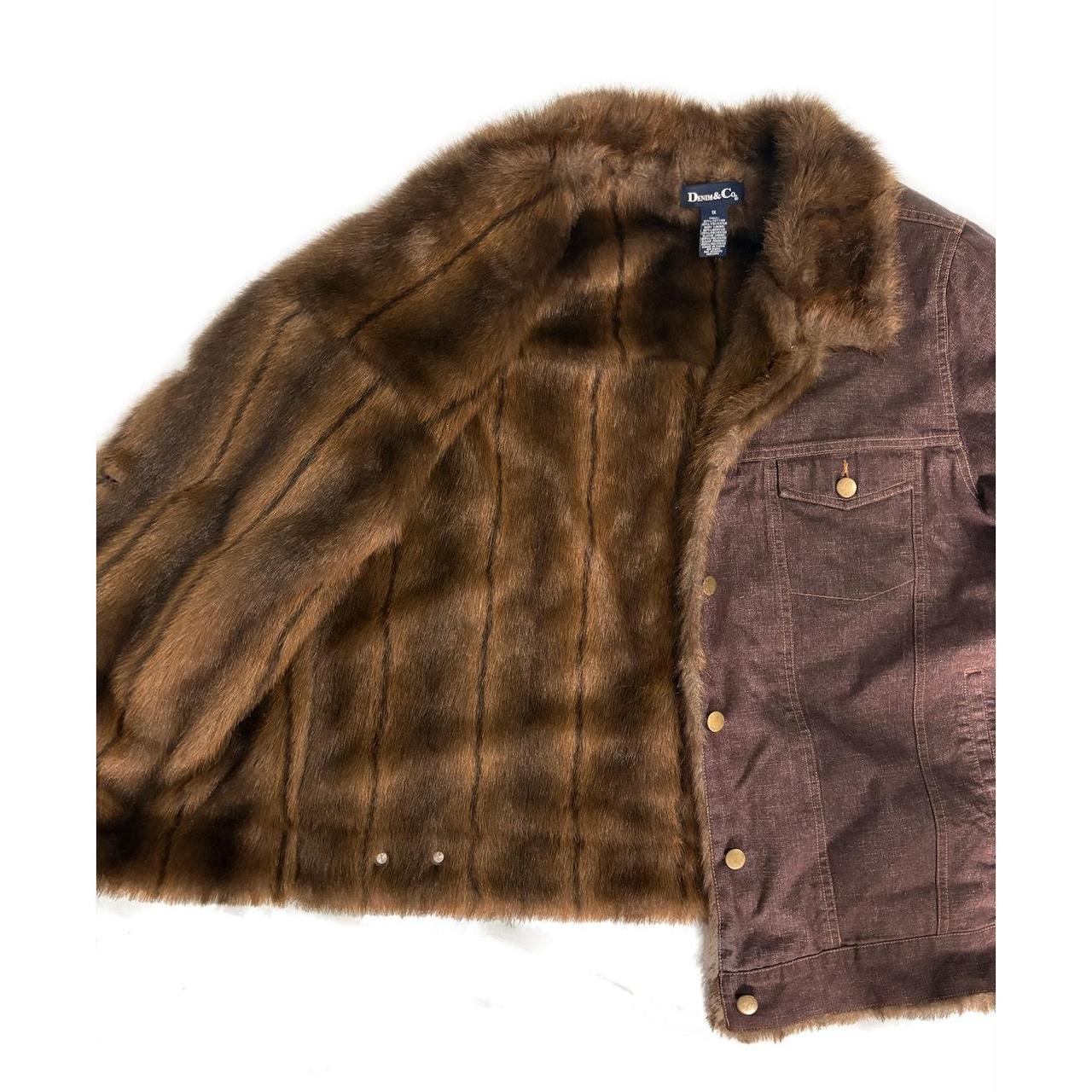 Faux Fur lined Denim Jacket Oversized fit size... - Depop