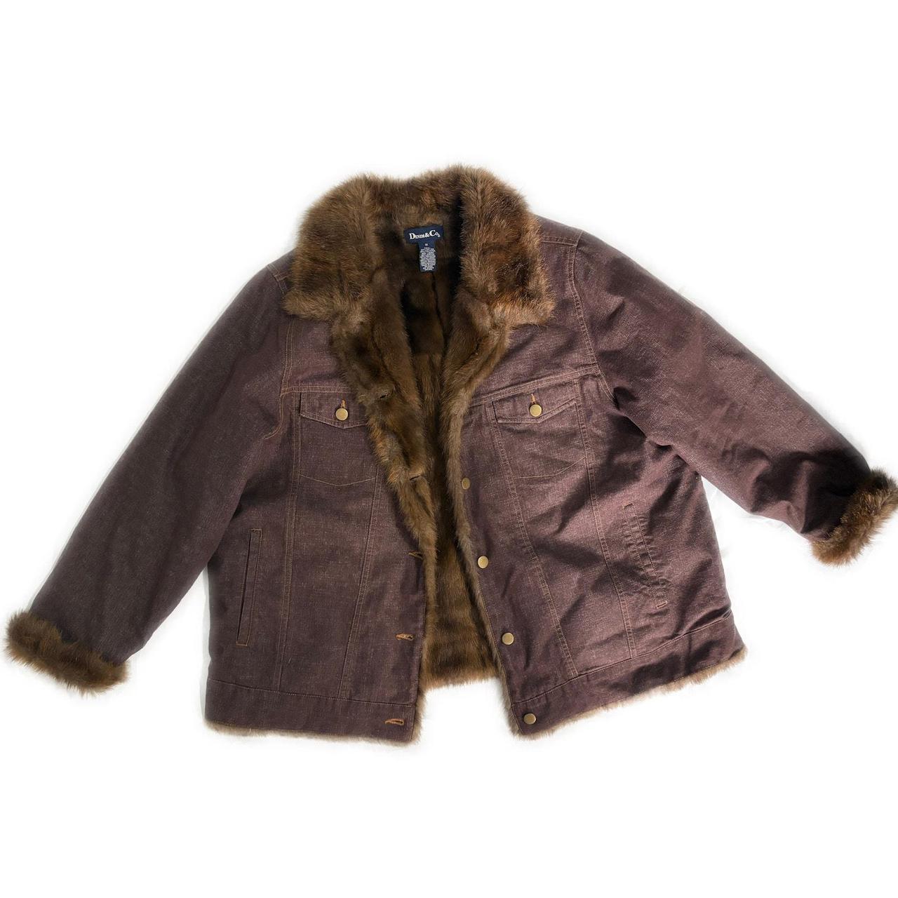 Faux Fur lined Denim Jacket Oversized fit size... - Depop