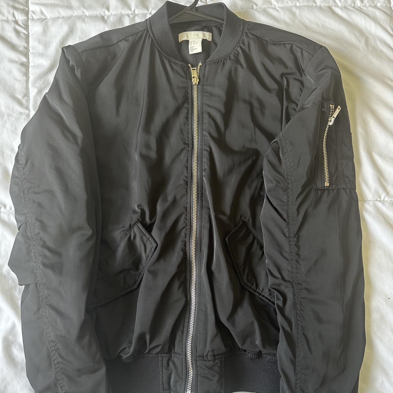 H&M black bomber jacket Size 2 (S/M) - Depop