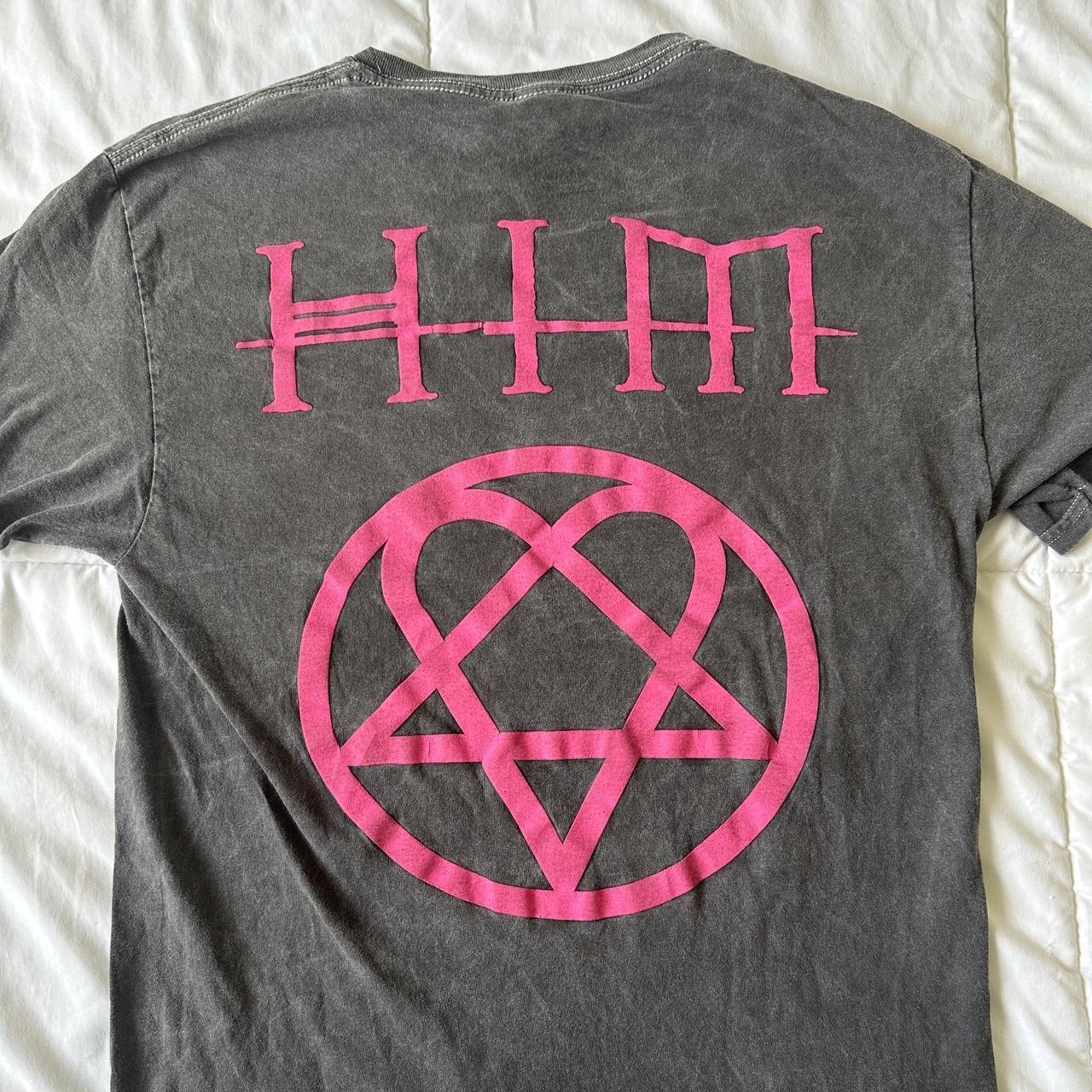 HIM RARE heartagram Bam Margera pink on grey band... - Depop
