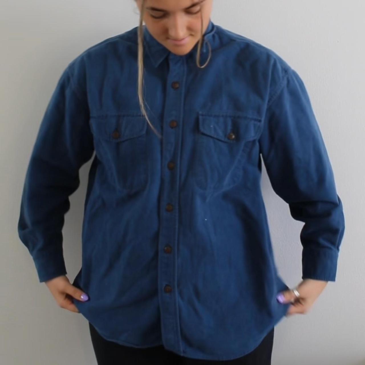 Navy blue cotton button up - Depop